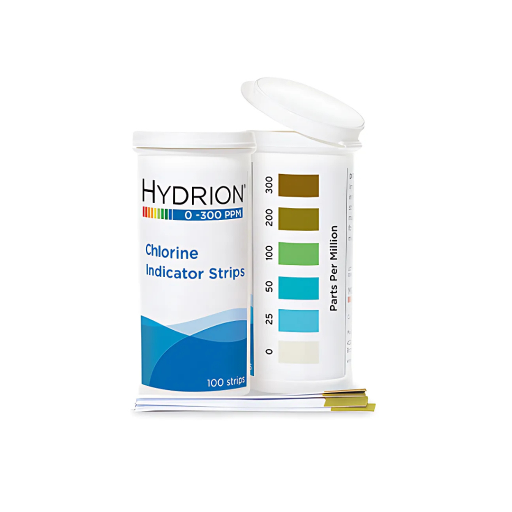 Hydrion CH-300 Chlorine test strips 0-300 ppm 100 strip/vial